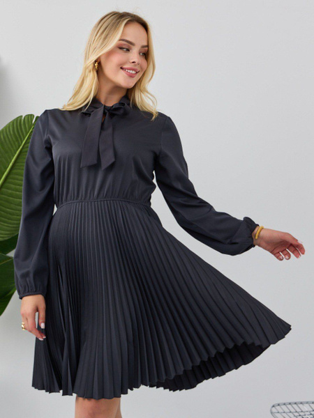 Meeloo/ Платье плиссированное женское строгое плиссе короткое с длинным ...