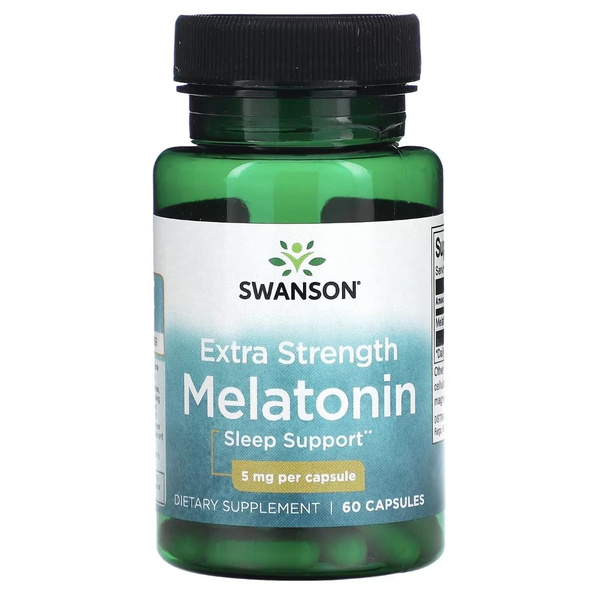Мелатонин Extra Strength Swanson 5 мг 60 капсул для крепкого сна ...