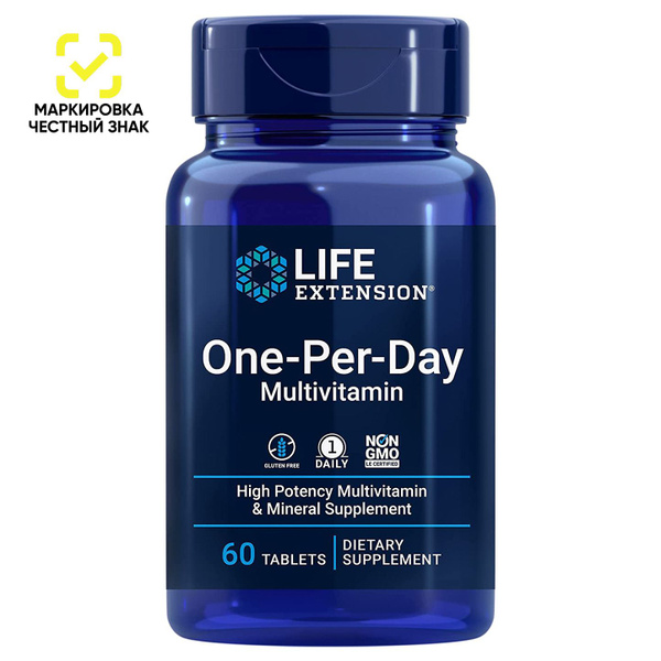 Мультивитамины One Per Day, Life Extension, 60 таблеток - купить с ...