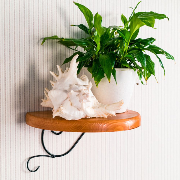 Полка для цветов, настенная металлическая, подставка для кашпо деревянная на 1 цветок, HiTSAD 13 ...