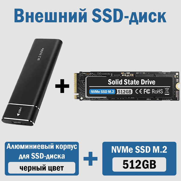 Внешний SSD-диск ssd-nvme-512gb-case-black, 512 ГБ - купить по выгодной ...