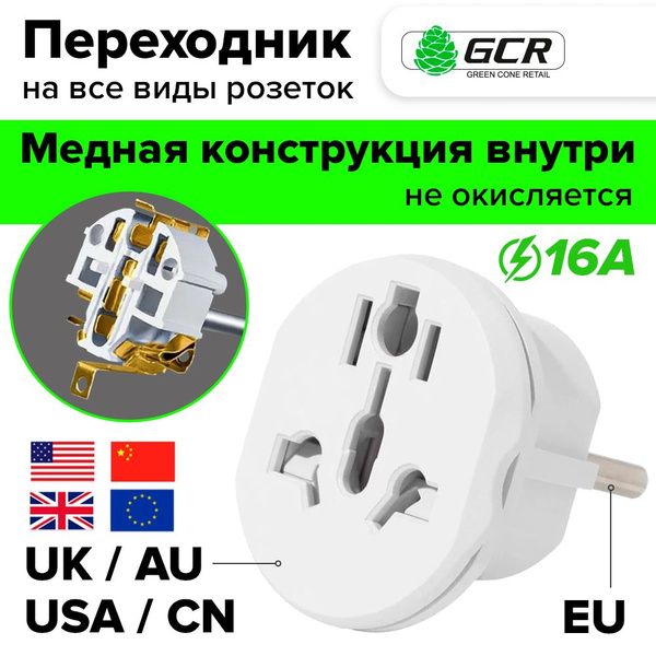Переходник для розеток евровилка GCR универсальный переходник для ...