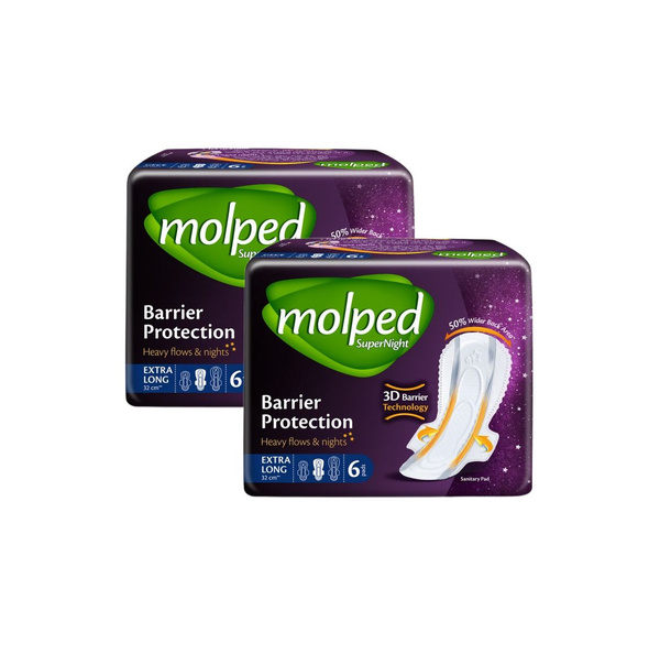 MOLPED гигиенические прокладки SuperNight, Extra Long(длинные), 6 шт/уп ...