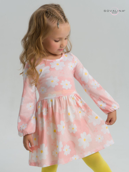 Платье Девочки SOVAlina розовый прямое Повседневный Длинный Трикотаж ...