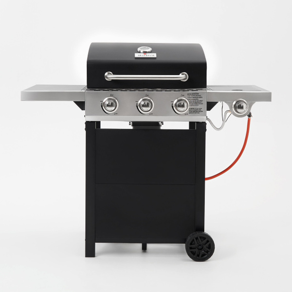 GRILL HOUSE/ Газовый гриль барбекю, с 3 горелками, боковой конфоркой и ...