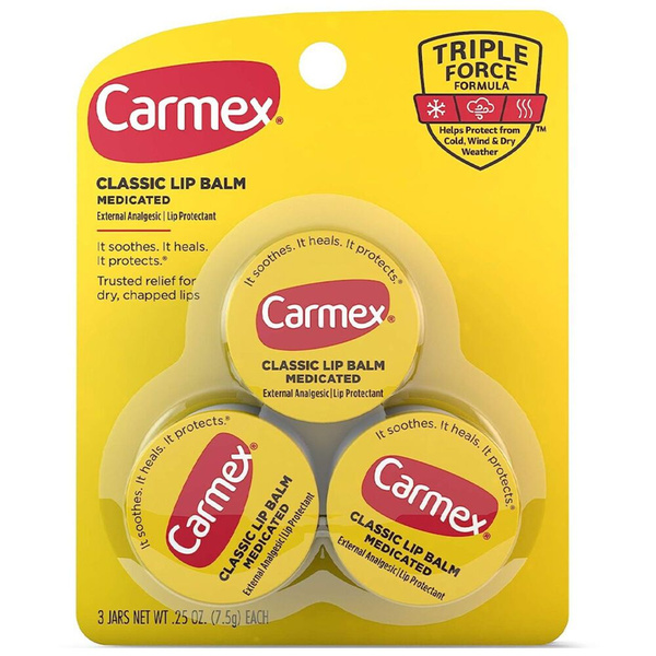 Carmex Набор бальзамов для губ, классический, в баночке SPF 15, 7,5 г ...