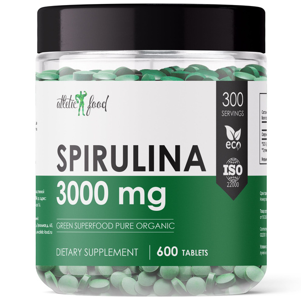 Спирулина в таблетках Atletic Food Spirulina 3000 mg - 600 таблеток ...