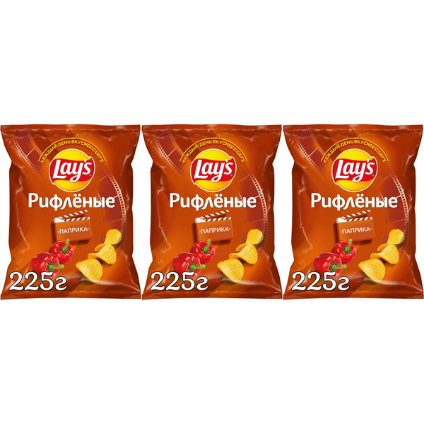 Чипсы картофельные Lay's паприка 225 г, набор: 3 штуки купить на OZON по низкой цене (1731758542)