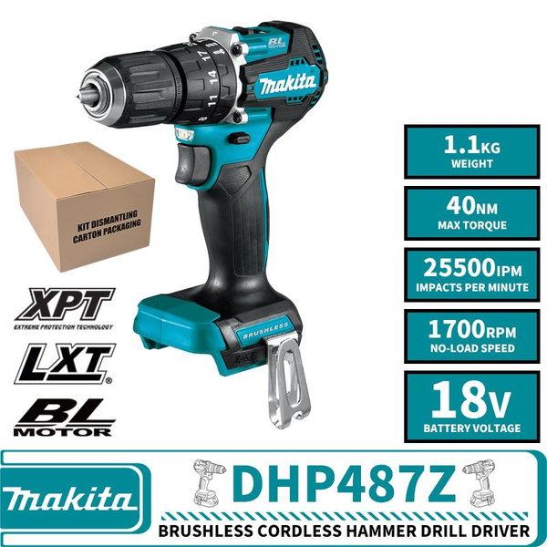 Makita DHP487Z Бесщеточный аккумуляторный субкомпактный перфоратор 18 В ...