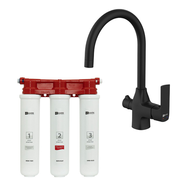 Комплект LM7261BL085: Смеситель LM7261BL для кухни + Фильтр BASIC для очистки воды от хлора и ...