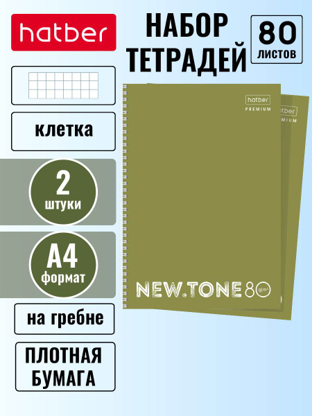 Тетрадь Hatber Premium набор 2 штуки, 80л А4ф многоуровневая перфорация, на гребне NEWtone ...