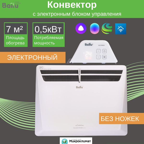 Обогреватель электрический для дома с электронным термостатом и Wi-Fi Ballu Evolution ...