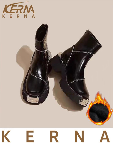 Ботильоны Женский KERNA черный, металл, размер 35 Демисезон Без застёжки Толстый каблук ...