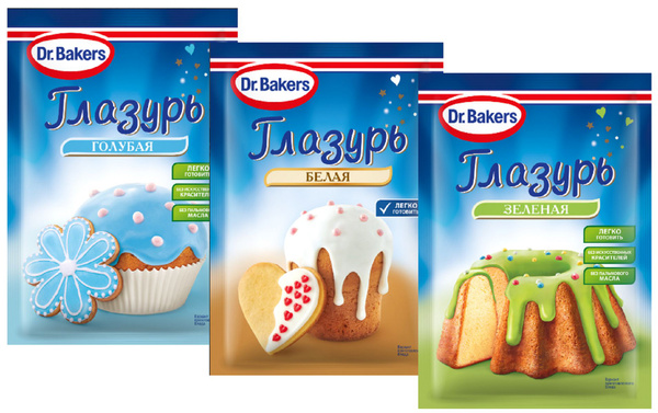 Dr. Bakers Глазурь 3 вида ( ассорти) 3 уп. х 90 гр купить на OZON по низкой цене (549382520)