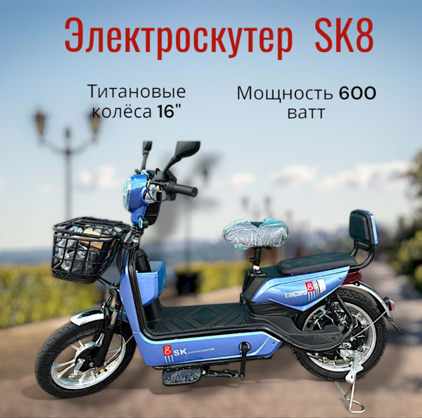 Электровелосипед SK 8 600 W 48V20A, Взрослый Подростковый, синий 7777 купить на OZON по низкой ...