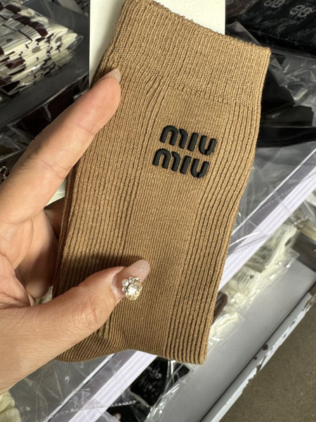 Носки Женский Miu Miu размер универсальный Стрейч коттон Бег На любой сезон желтый матовый