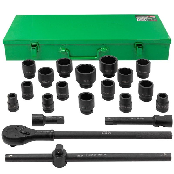 Набор инструментов ударных 21пр. 3/4" (12гр.) в металлическом кейсе ROCKFORCE купить на OZON по ...