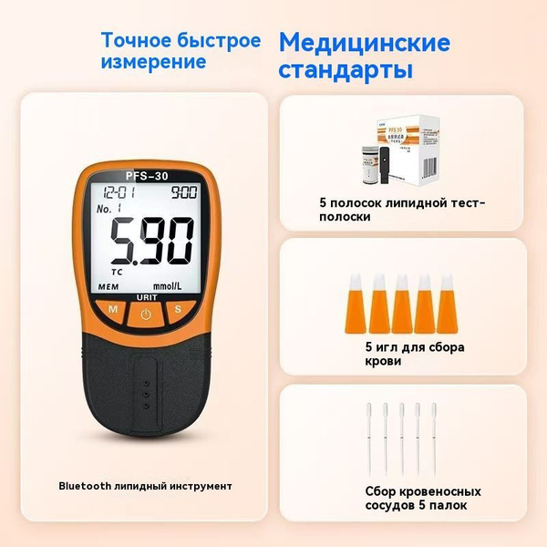 URIT PFS - 30 домашний тест на холестерин, домашний набор 5 в 1 для ...