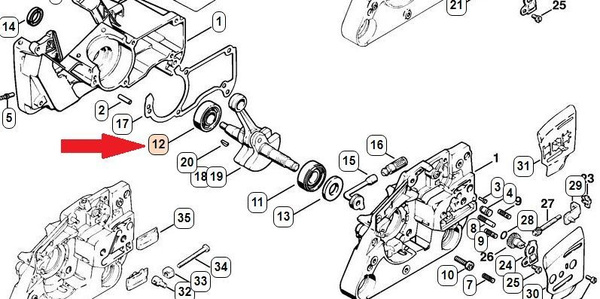 Подшипник коленвала MS 260 (16002) левый ОРИГИНАЛ STIHL 9503-003-0320 ...