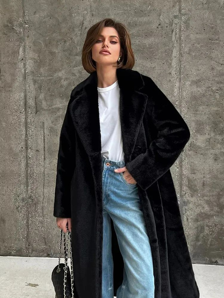 Шуба искусственная GSOG, размер 52, цвет черный кварц - купить по ...