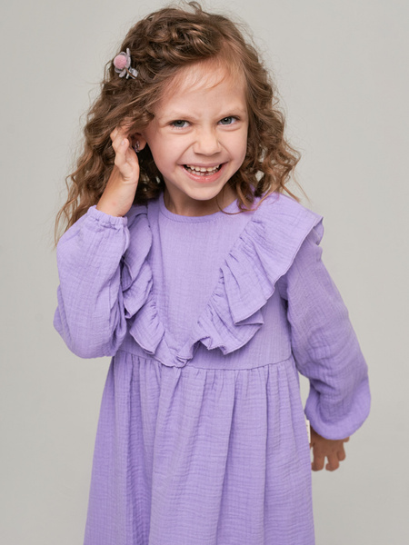 Платье Девочки Little Lis фиолетовый Повседневный Длинный Муслин ...