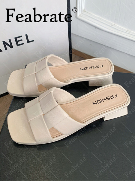 Шлепанцы Женский Feabrate, размер 40, 41 Искусственная кожа Квадратный нос Без застёжки Лето ...