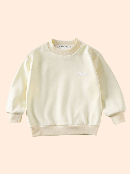 Толстовка Девочки, Мальчики BCATON бежевый нейтральный Полиэстер, размер 120 облегающий Длинный ...