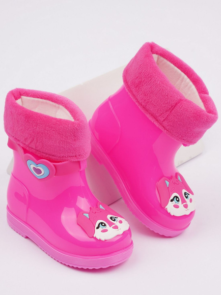 Сапоги резиновые Девочки KENKA R (средняя) фуксия ПВХ (поливинилхлорид), Текстиль Россия Без ...