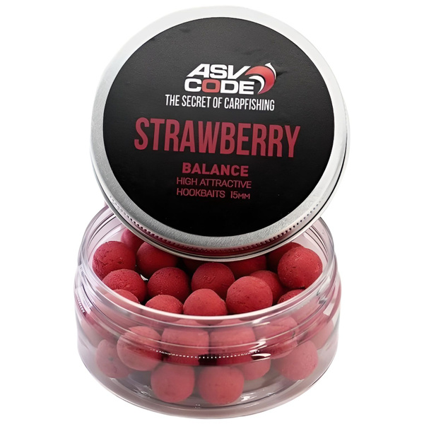 Насадочные бойлы 15мм Balance ASV-CODE Strawberry (Клубника) , супер аттрактивные, насадочные ...