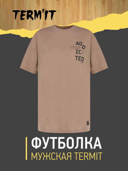Футболка Мужской Termit бежевый, размер 56, 58 Хлопок Спортивный Узбекистан Скейтбординг купить ...