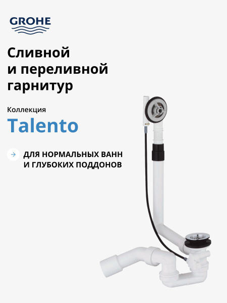 Сливной и переливной гарнитур GROHE Talento, встраиваемая часть ...