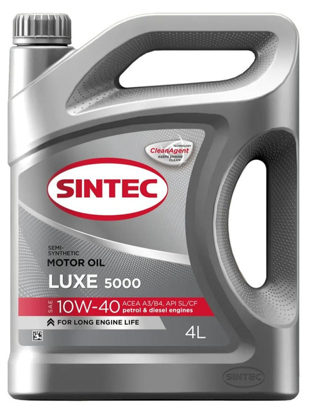 Масло моторное SINTEC Luxe 5000 10W-40 SL/CF 10W-40 Полусинтетическое 4 л 600232 купить c ...