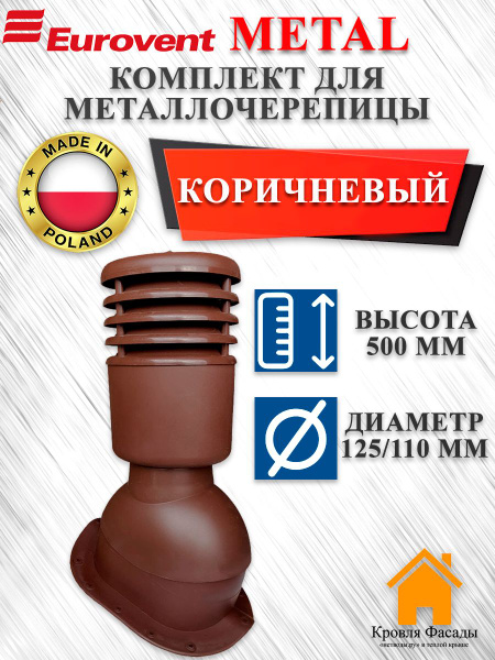 Вентиляционный выход 125/110 Eurovent Metal комплект для ...