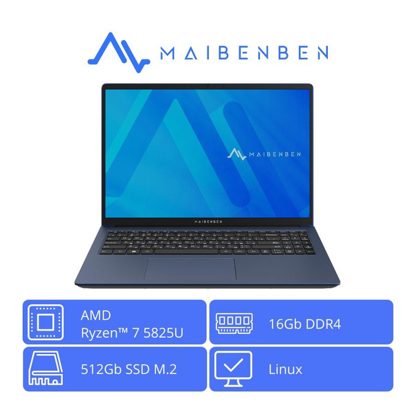 Ноутбук MAIBENBEN Medio M657 AMD Ryzen 7 5825U 16 ГБ 16 ГБ, темно-синий ...