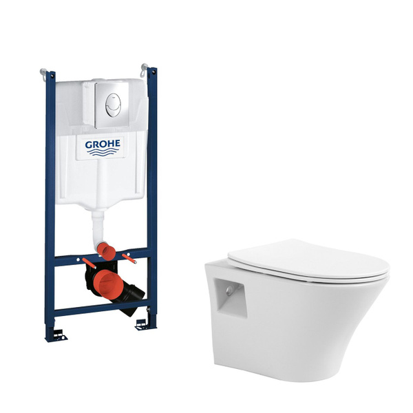 Инсталляция GROHE Rapid SL для унитаза с панелью смыва, хром ...