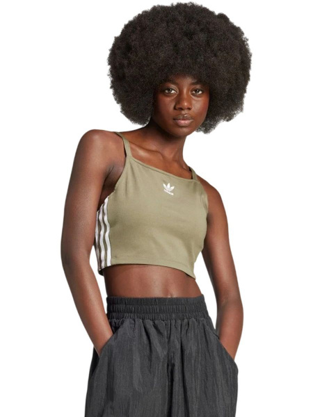 Топ Женский adidas зеленый, размер 46, 48 Хлопок Бретельки Спортивный ...