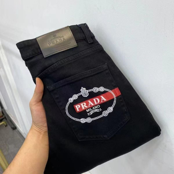 Джинсы Мужской Prada черный Искусственная кожа, размер 36 Средняя На ...
