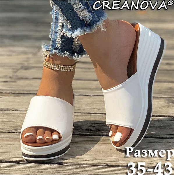 Сабо Женский CREANOVA Полиэстер с ПУ пропиткой, размер 40 Открытый нос Танкетка купить c ...