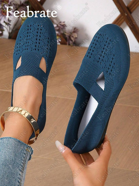 Мокасины Женский Feabrate темно-синий, размер 38 Без застёжки R (средняя) Без каблука Лето ...