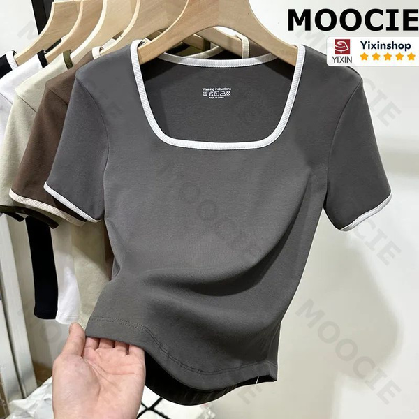 Футболка Женский MOOCIE серый Короткий, размер 42 ABS пластик Однотонный, Другое Домашний Китай ...