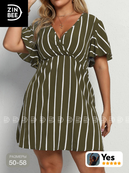 Платье Женский ZinBee темная зеленая оливка Вечерний/праздничный Короткий Полиэфирное волокно ...