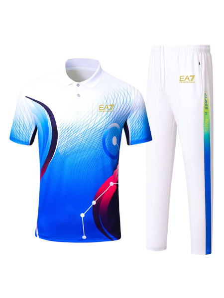 Костюм спортивный Мужской, Женский EA7 Спортивный двойка синий, размер 56, 58 Политекс Логотип ...