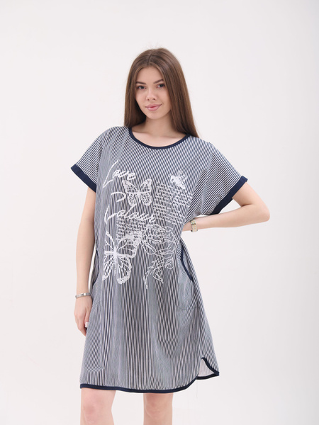 Туника домашняя Женский VG CLOTHES оверсайз, размер 58 Хлопок серый ...