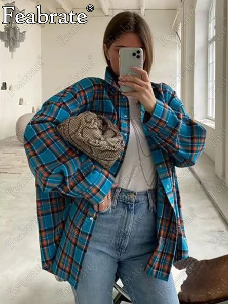 Рубашка Женский Feabrate синий, оранжевый Длинный Полиэстер, Хлопок Другое, размер 50, 52 ...