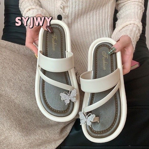 Босоножки Женский SYJWY Без каблука Искусственная кожа, размер 38, 39 Лето Без застёжки Бусины ...