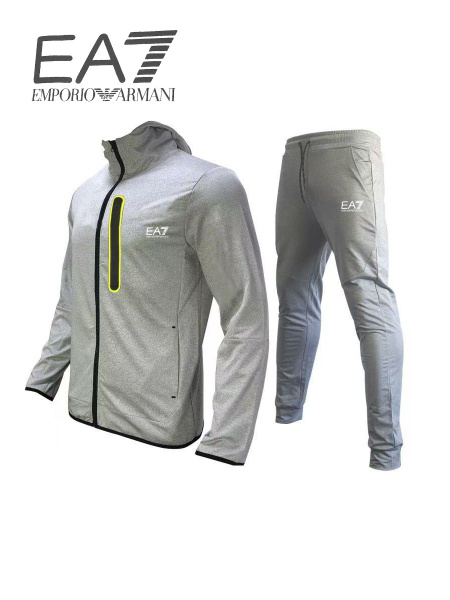 Костюм спортивный Мужской EA7 Повседневный тройка серебристо-серый, размер 50, 52 Бифлекс Другое ...