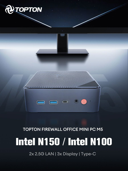 TOPTON Мини-ПК M5 (Intel N150, RAM Отсутствует, Intel UHD Graphics 750 ...