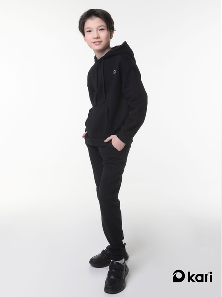 Костюм спортивный Девочки, Мальчики Kari Повседневный брючный черный, размер 152 Хлопок ...
