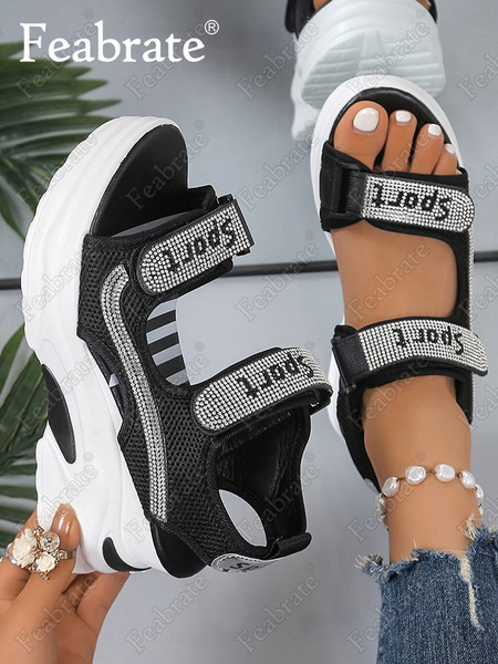 Сандалии Женский Feabrate, размер 35 Синтетическая дышащая сетка Круглый нос, Открытый нос R ...