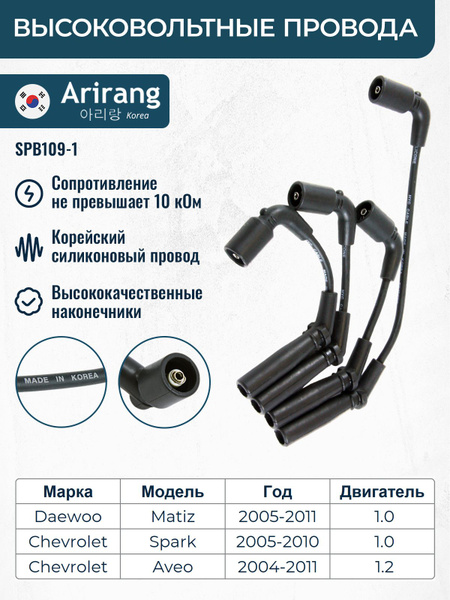 Высоковольтные провода Daewoo Matiz 1.0, Chevrolet Spark 1.0, Aveo 1.2 ...